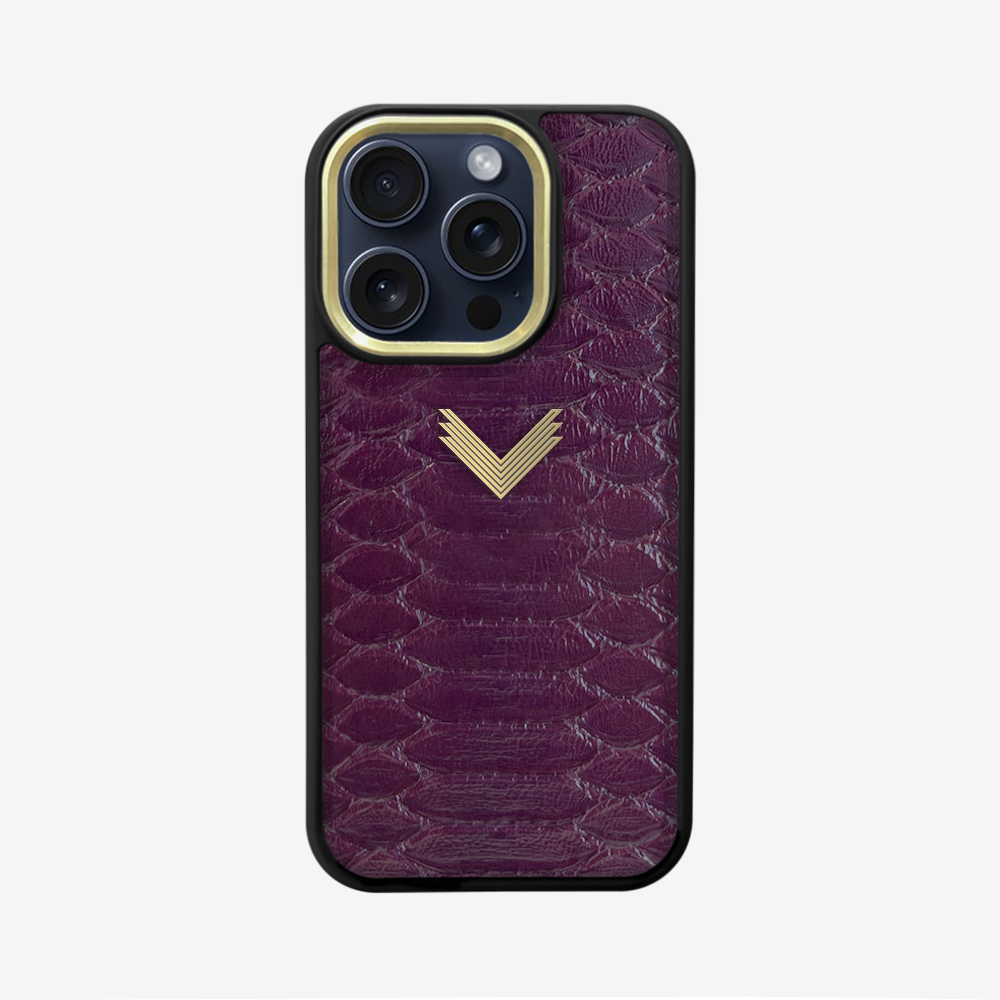 iPhone 15 Pro Phone Case, Python Leather, Antique VLogo – VELANTE Officiale®